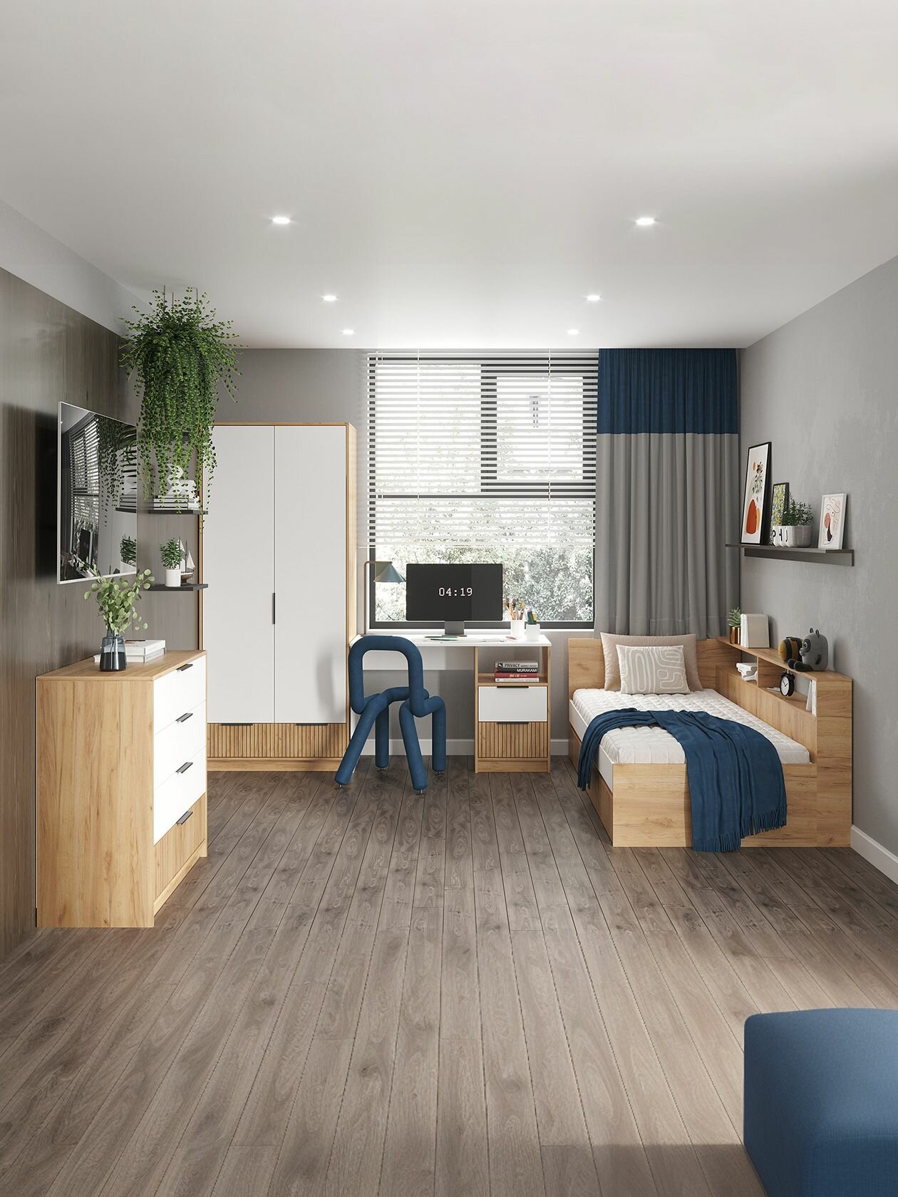 Комплект детской мебели Ивис Дуб Крафт золотой / Белый / Дуб Крафт золотой, фотопечать