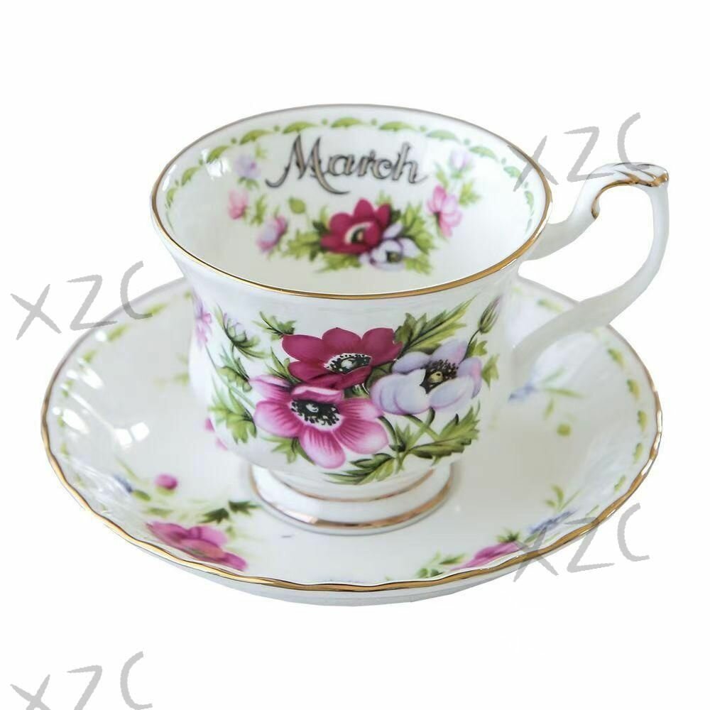 Чайная пара Royal Albert. Серия "Цветок месяца". Англия. Костяной фарфор. Клеймо 70-е гг. Сузуран в мае