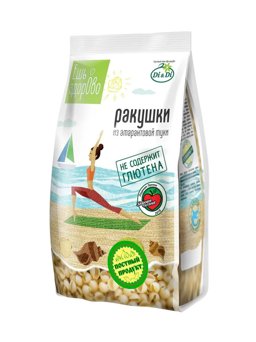 Ешь Здорово амарантовые макароны без глютена Ракушки 250г