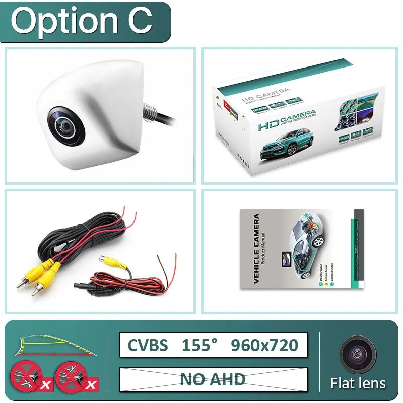 GreenYi 170-градусная AHD 1920x1080P белая автомобильная камера заднего вида, C-Dynamic Trajectory