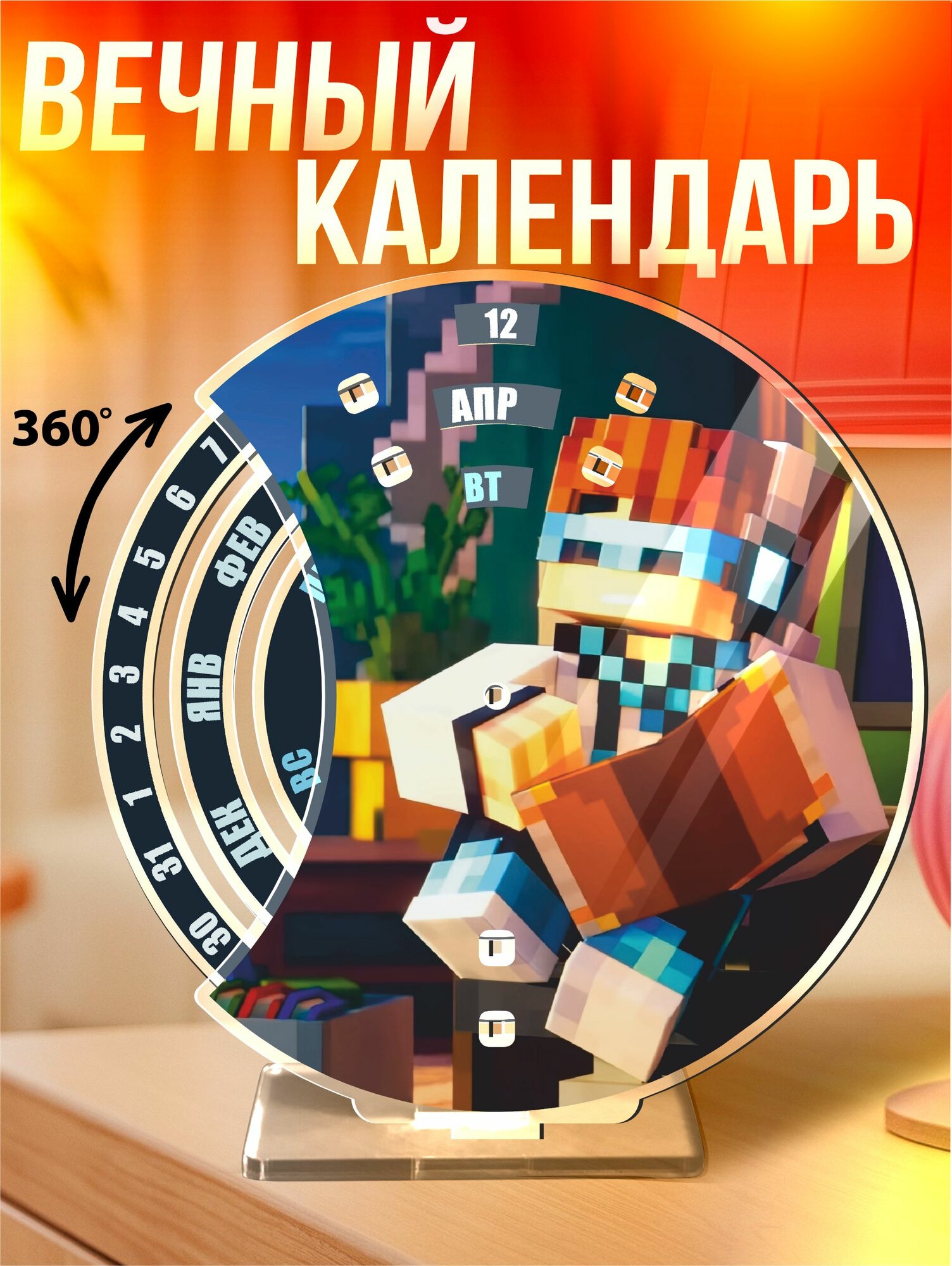Вечный календарь настольный Minecraft Лололошка