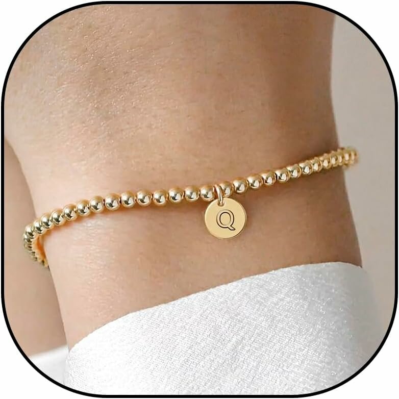 Женский браслет из бусин в форме сердца с покрытием из 14-каратного золота, эластичный браслет из бусин с буквами, браслет с персонализированным именем, подарок на день рождения в знак дружбы, подарок на День святого Валентина, женские украшения