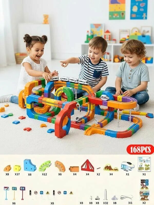 3D развивающая железная дорога с поездом Магический трек 168 деталей обучающая игрушка для детей от 3 лет