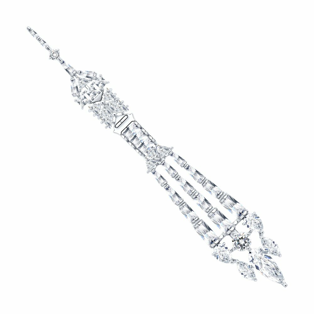 Брошь, серебро, 925 проба, родирование, фианит