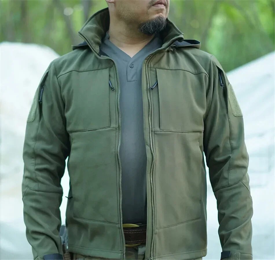 WOLF ENEMY Тактическая куртка мужская зимняя флисовая Темно-зеленый, XXL, green