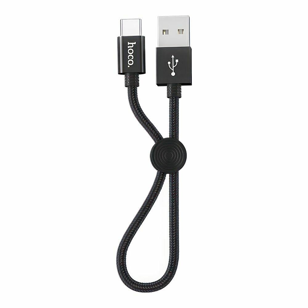 Кабель USB - Type-C HOCO X35 Premium, 0.25м, круглый, 3,0А, ткань, цвет: чёрный