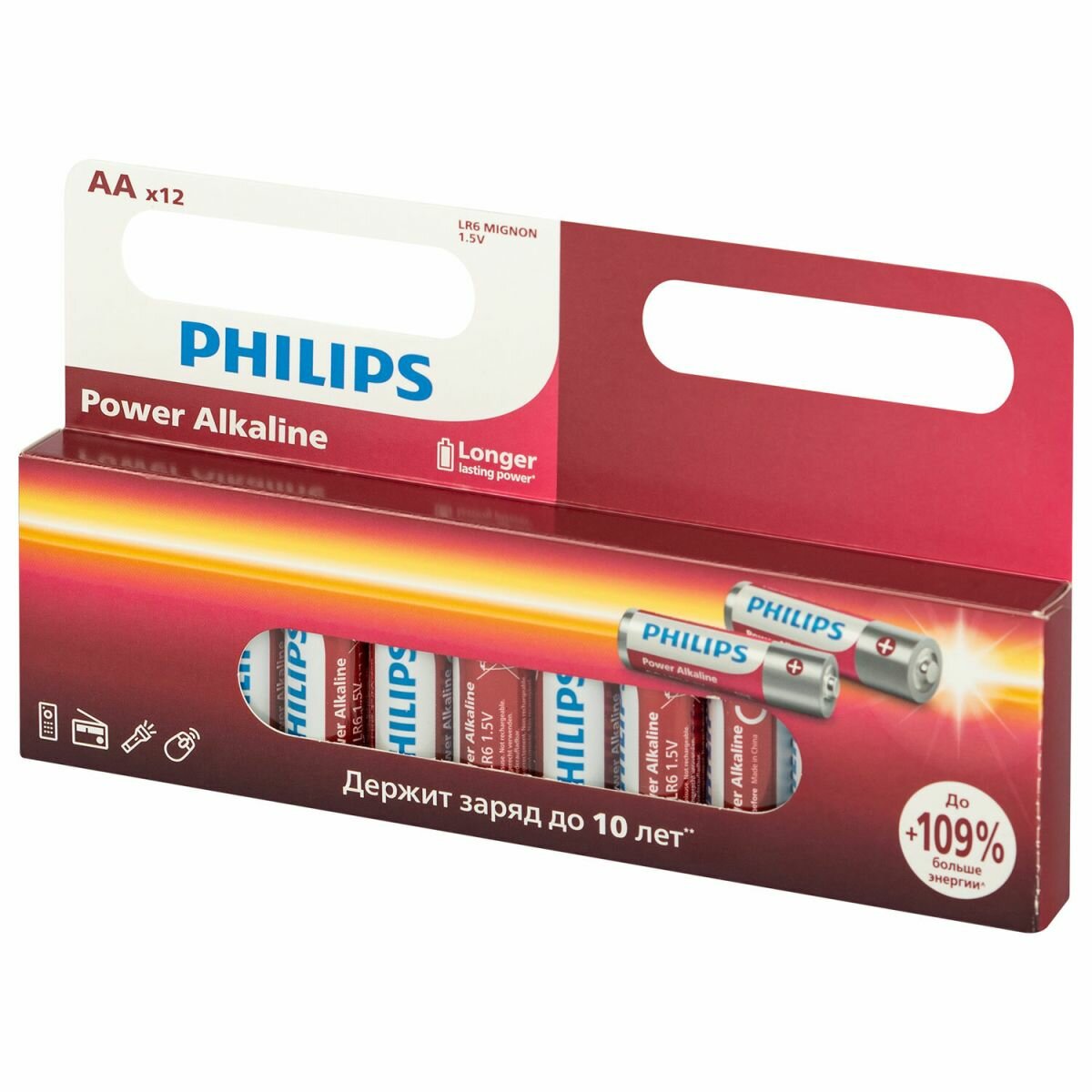 Элемент питания алкалиновый AA/LR6 1.5В Power (блист. 12шт) Philips Б0064661
