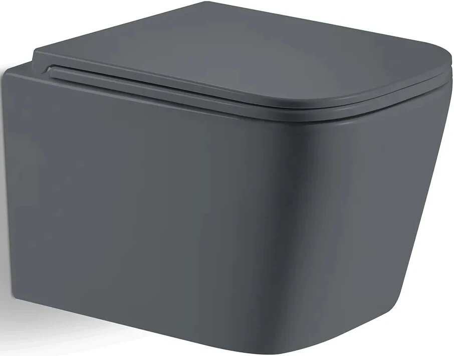 Унитаз подвесной River Gudzon 485 MG 10000013704 безободковый, торнадо, с сиденьем микролифт, серый матовый