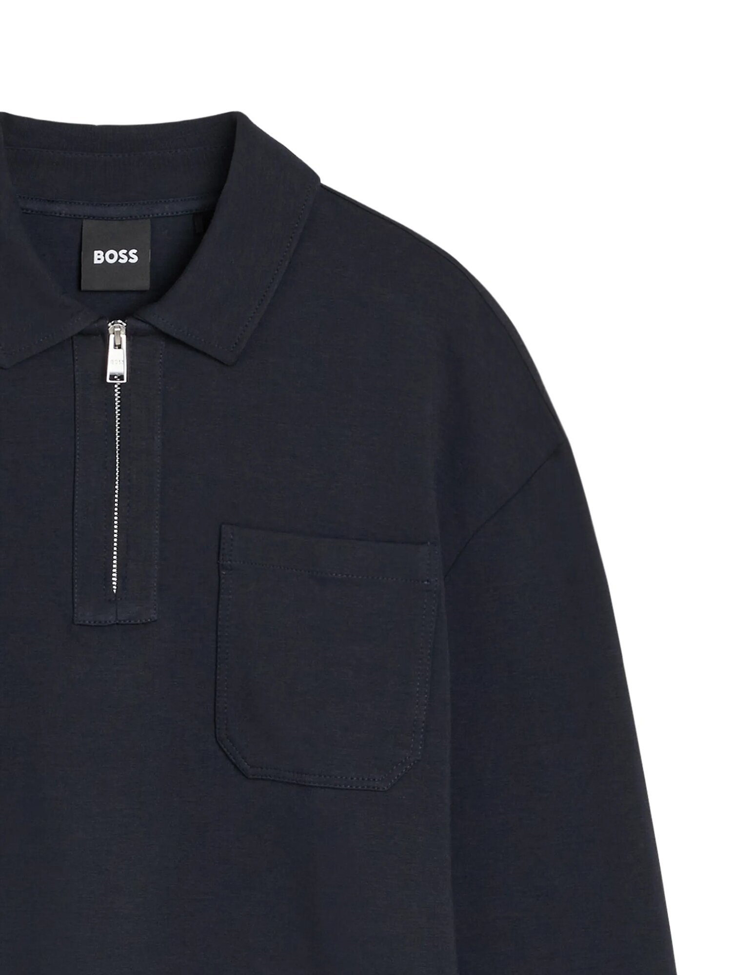 Рубашка BOSS Half-zip polo shirt, размер S, синий — фото 1