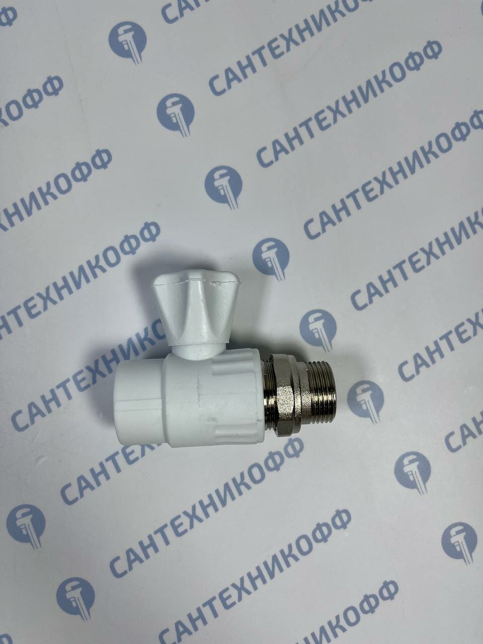 Кран шаровый 25х3/4" PPR VALFEX для радиатора, прямой, белый (10149025)