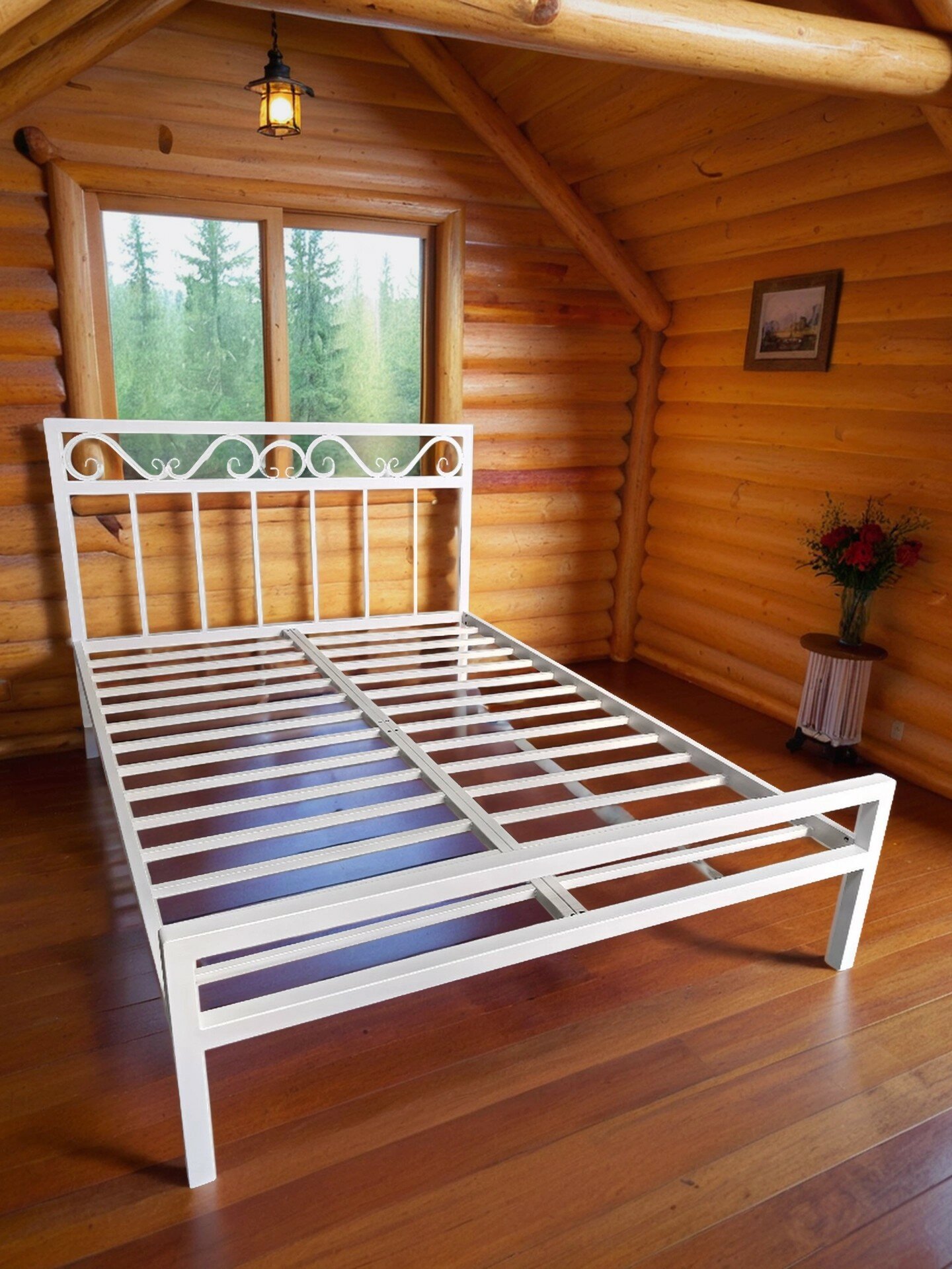Кровать Loft Mebel Мира, белая, кованая, двуспальная, 200x200