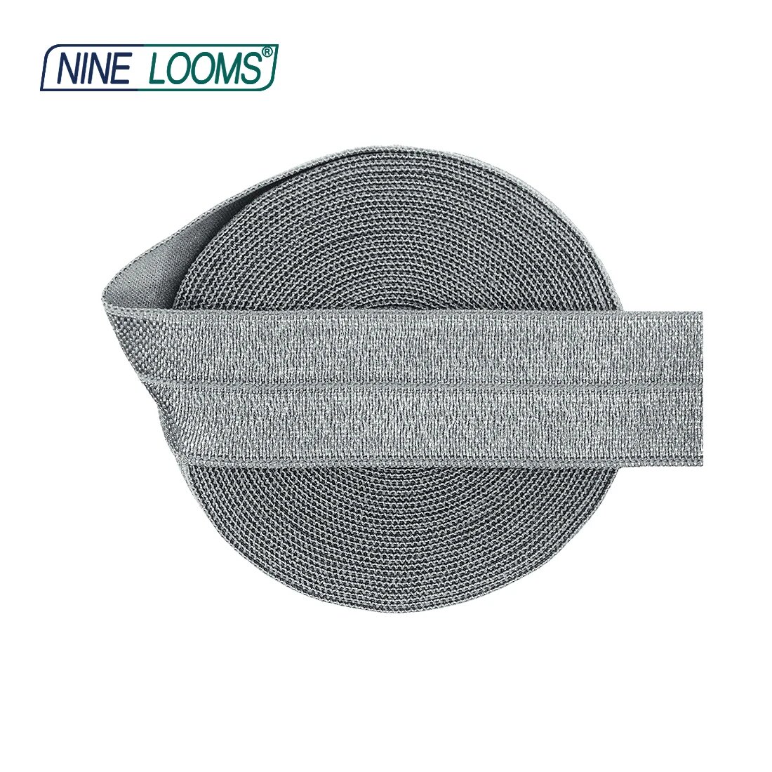 Эластичная лента NINE LOOMS 3/4", красный, 70% Chinlon & 30% Spandex Серый, Metal Grey, 2 Yards