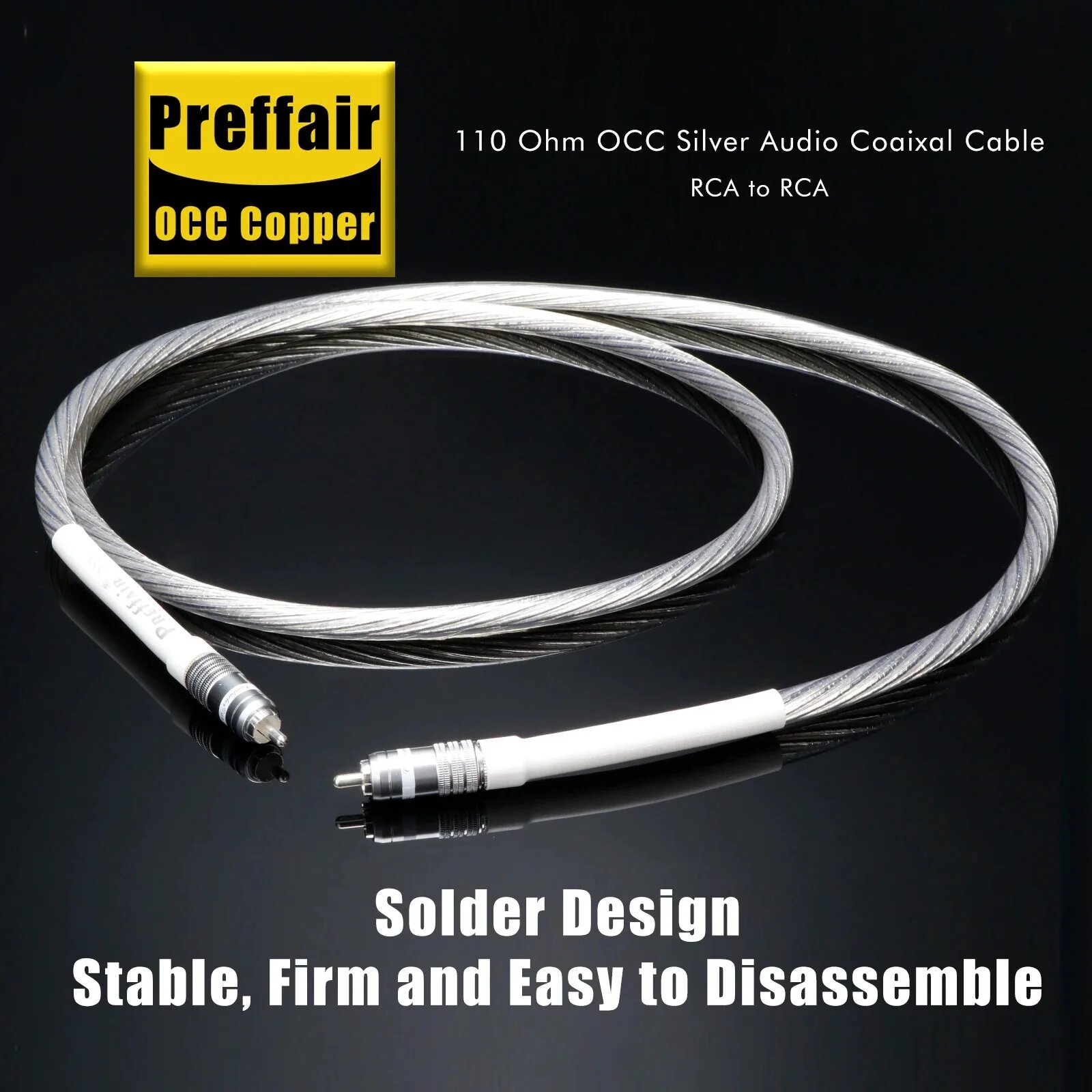 Preffair X428 кабель коаксиальный RCA 1м посеребренный