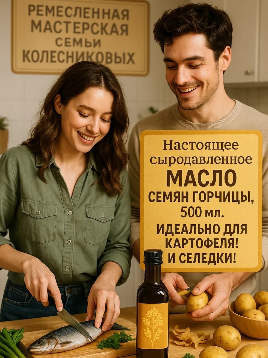 Настоящее сыродавленное масло из семян горчицы - 500 мл.