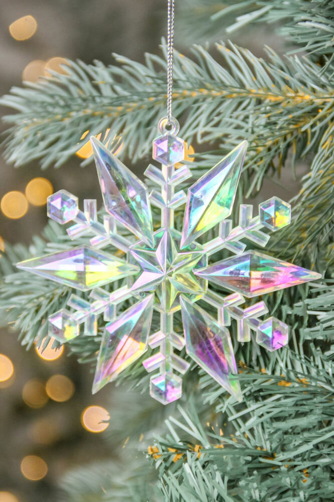 Ёлочное украшение снежинка мориа, акрил, прозрачный перламутр, 12 см, Koopman International AKP100440-1