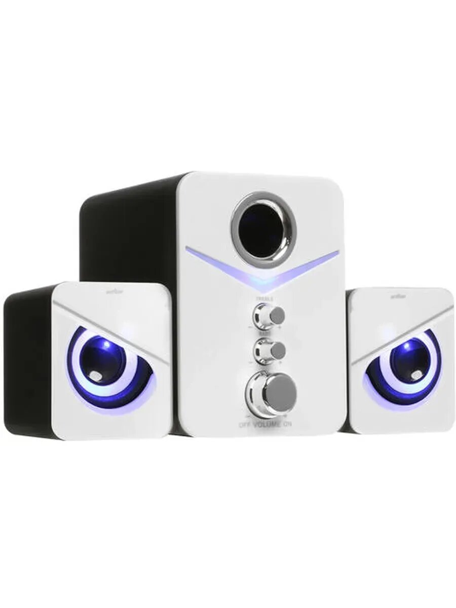 Колонки проводные Aceline ASP240 формат акустики-2.1, 11 Вт, белый