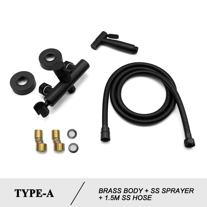 Портативный ручной биде-смеситель Bonderis матовый черный A Set with SS Hose