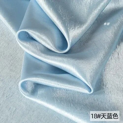 Полиэстер, плиссированная, шелковая ткань для пошива 1 sky blue