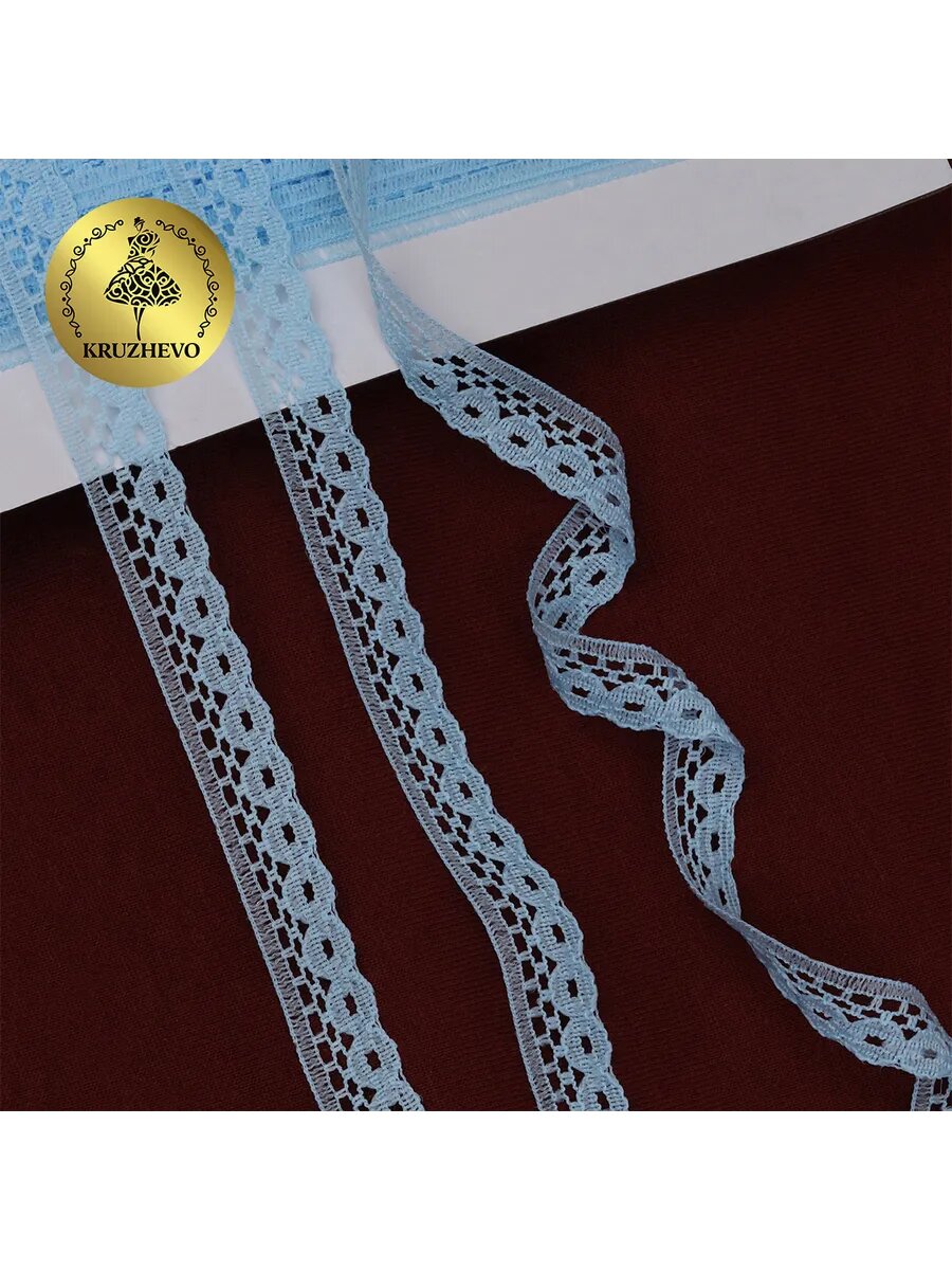 Кружево-трикотаж шир.10мм цв.05 голубой. уп.27.4м
