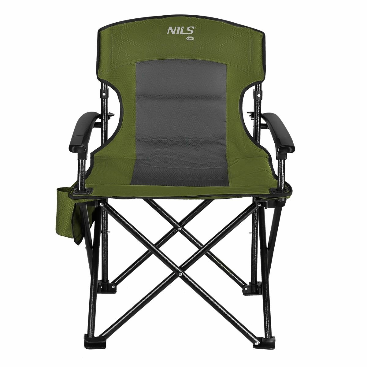Decathlon Кемпинговый стул Nils Camp NC3075 - со стальным каркасом, макс. нагрузка до 120 кг, складной. Цвет зеленый/черный