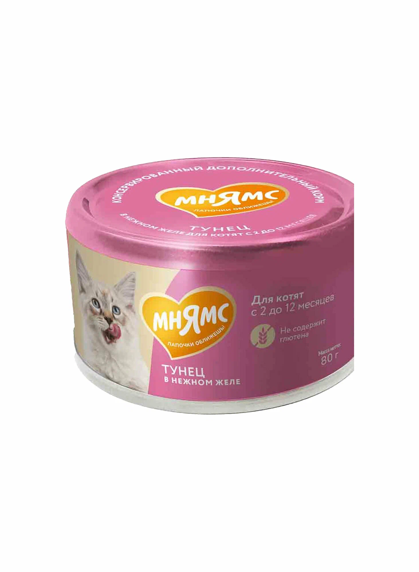 Влажный дополнительный корм Мнямс для котят с 2 до 12 месяцев "тунец в нежном желе" 80 г