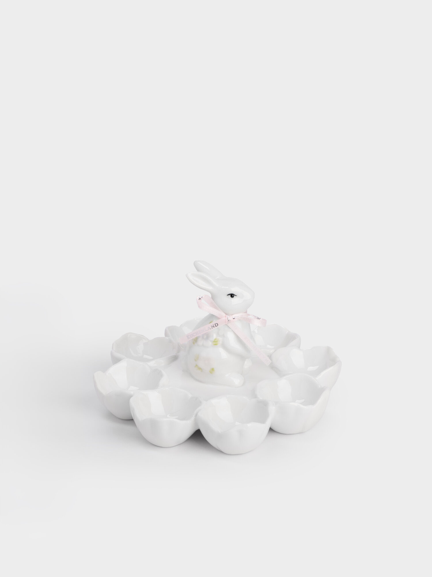 Блюдо пасхальное, 18х12 см, 8 отд, фарфор P, молочное, Кролик в цветах, Flora Easter, Kuchenland