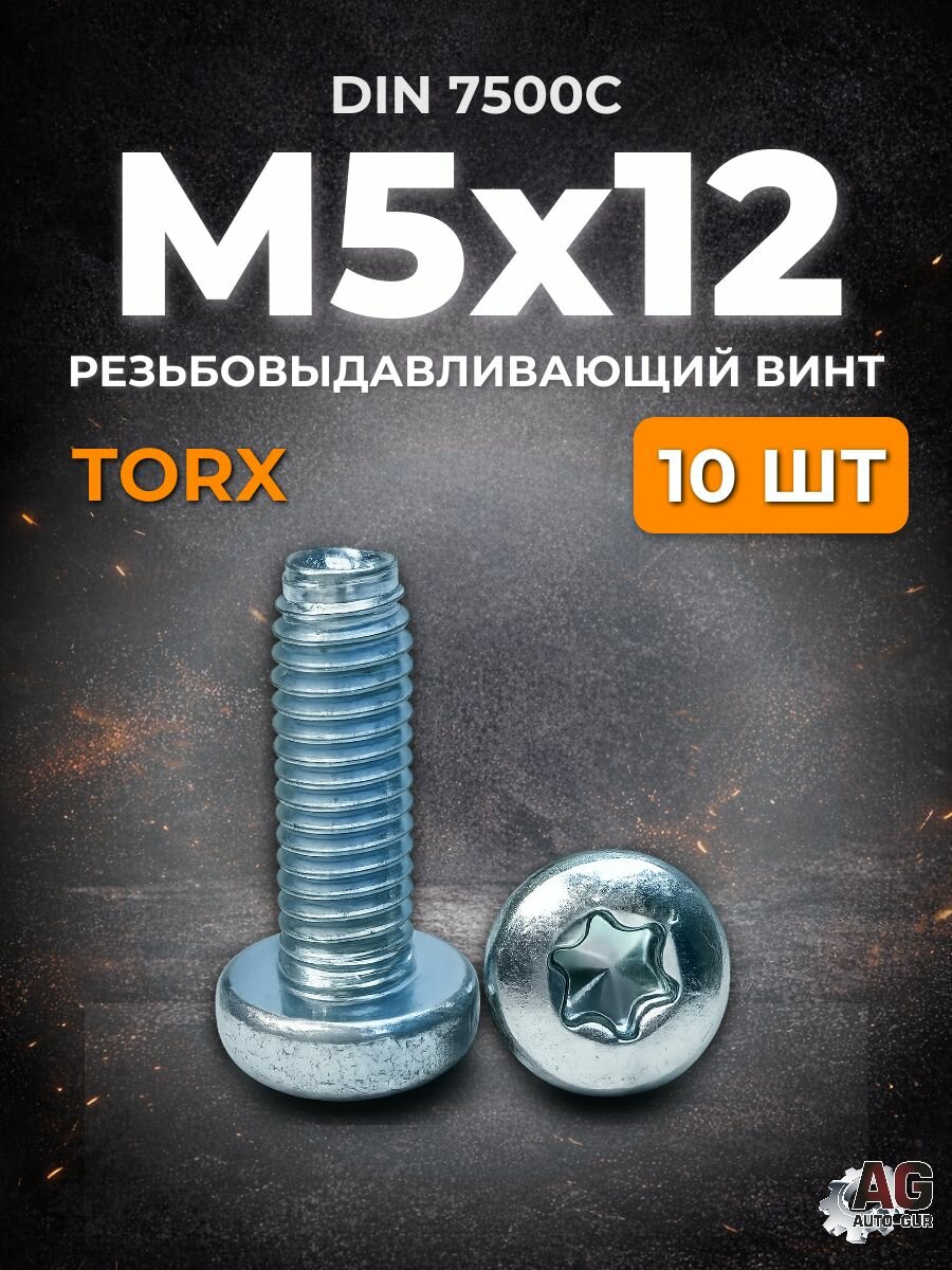 7500CM512ZNT/10 Винт резьбовыдавливающий DIN 7500C M5x12 Torx оцинкованный 10 шт