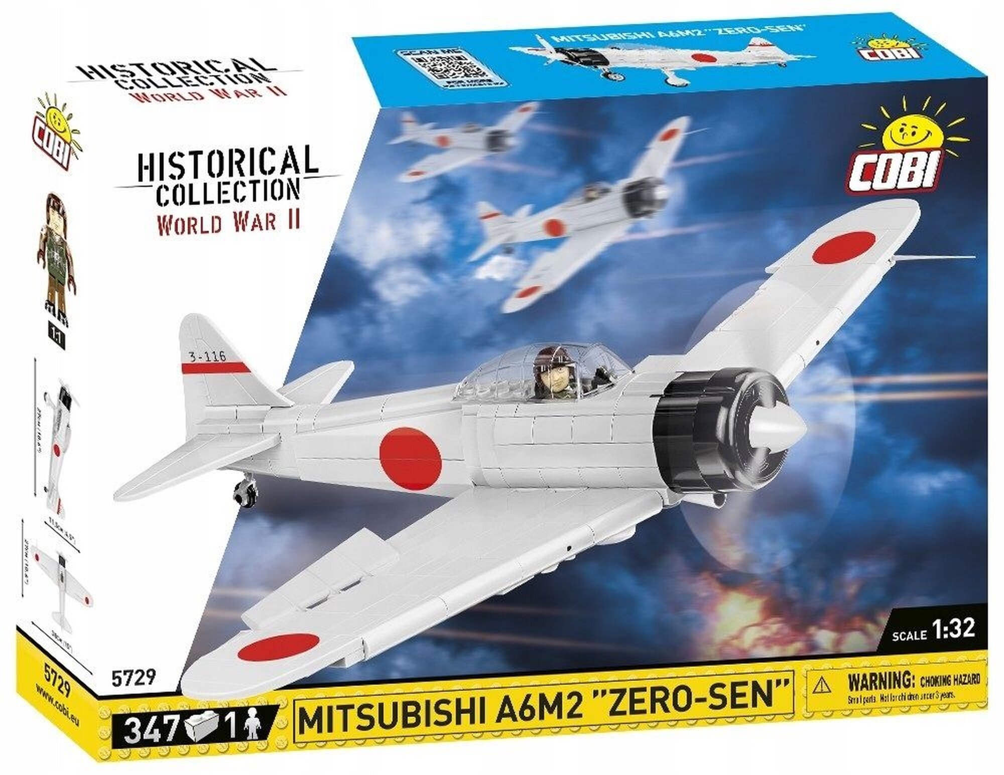 Конструктор пластиковый Cobi Mitsubishi A6M2 Zero-Sen - Модель истребителя - 347эл. - Коби 5729