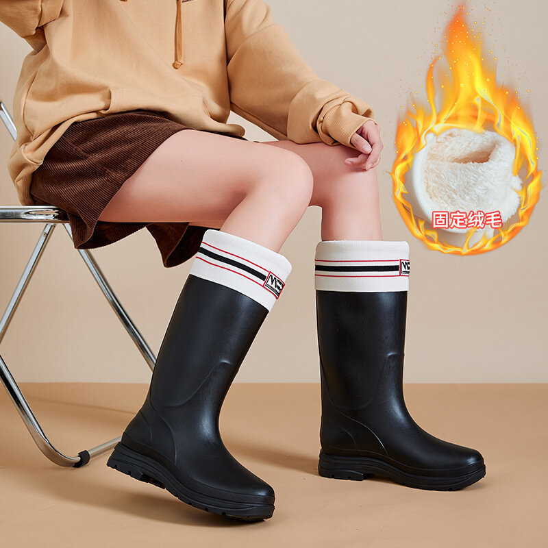 Женские резиновые сапоги в корейском стиле на высоком каблуке, модные, нескользящие, водонепроницаемые и прочные, для взрослых. Размер обуви. EU:37