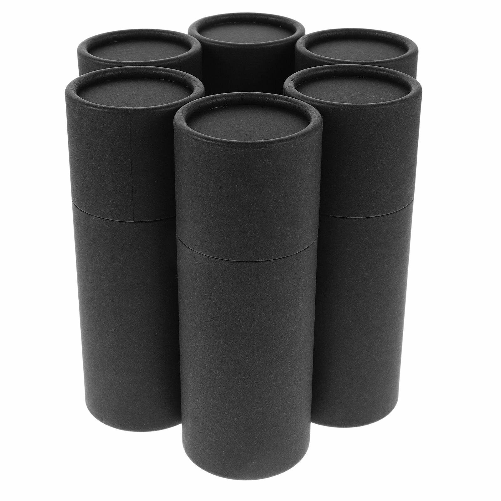 Круглый картонный тубус из крафт-бумаги с крышкой для хранения эфирных масел и рукоделия, 6 шт