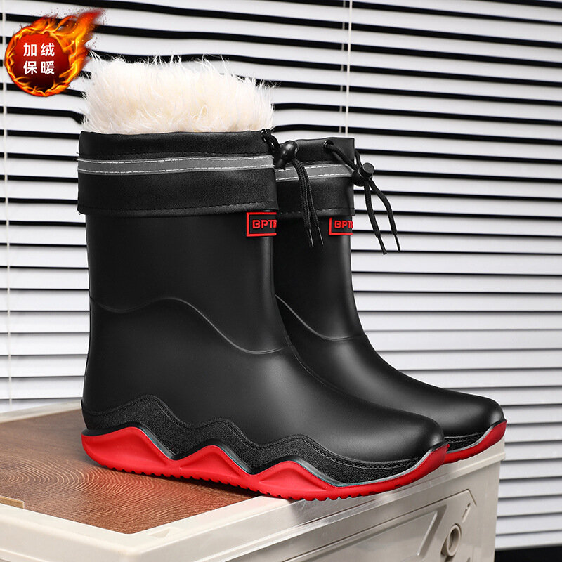 Мужские резиновые сапоги без шнурков, короткие, для рыбалки, работы на кухне, на открытом воздухе, с застежкой на шнурке, обувь для мытья автомобилей, резиновые сапоги для рыбалки. Размер обуви. EU:41