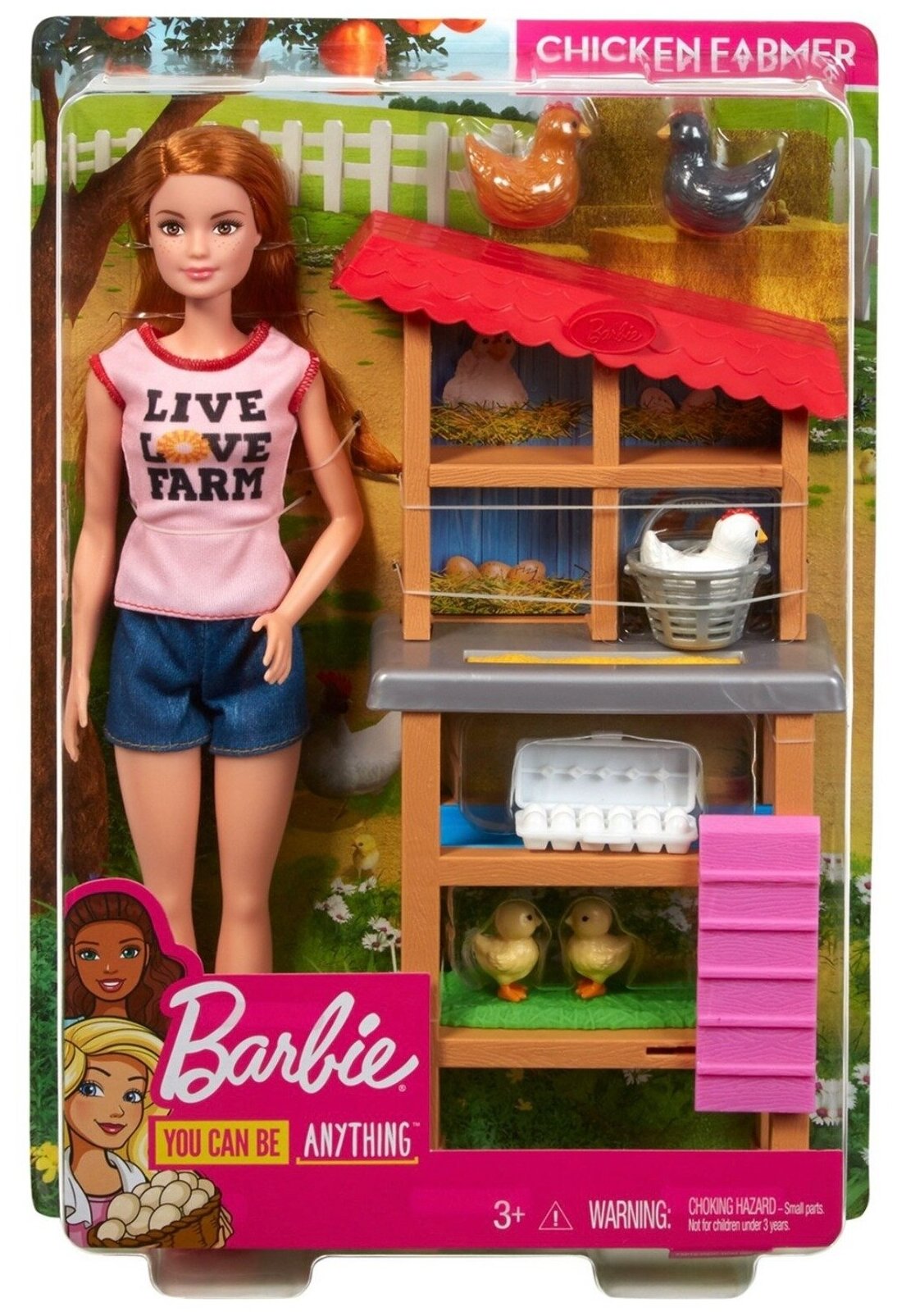 Игровой набор Barbie "Кем быть? Профессия Куриный фермер" FXP15, звуковой эффект, 29 см