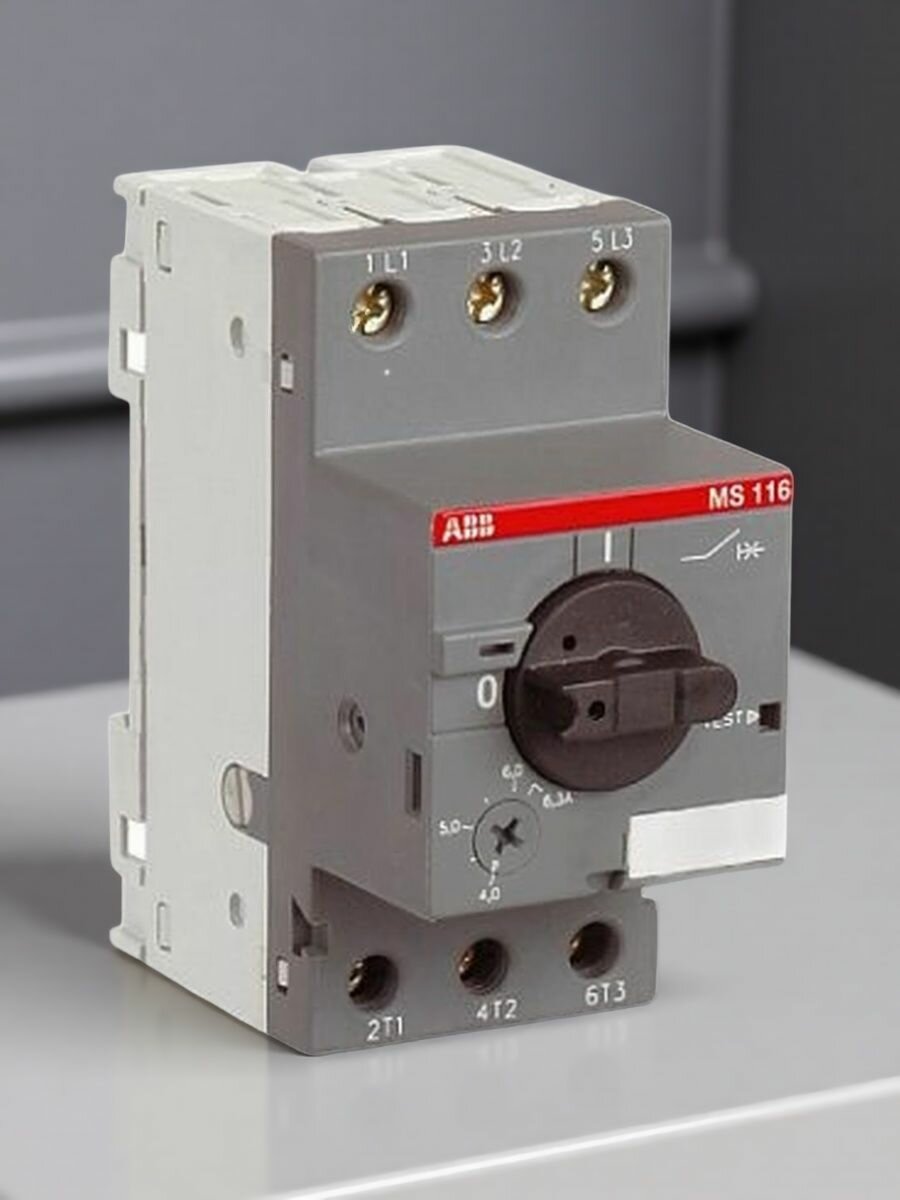 ABB Автоматический выключатель с регулир. тепловой защитой. MS116-2,5A-4,0А 50 кА