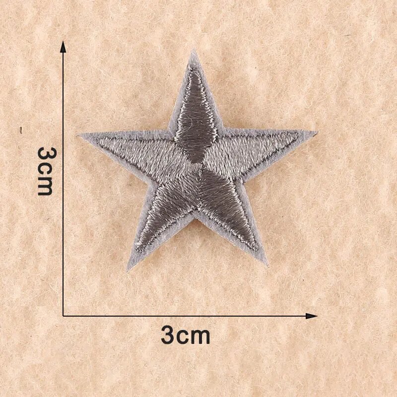 Нашивка звезда серая 3 см, 10 шт