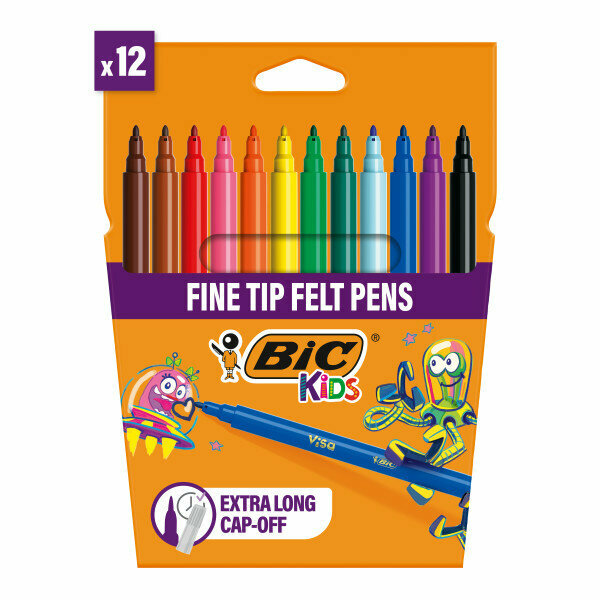 Цветные фломастеры BIC KIDS невысыхающие уп. 12 шт.
