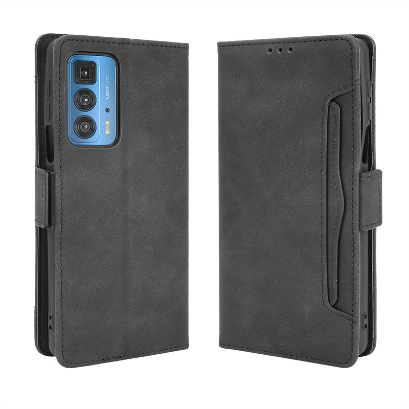 Чехол-книжка MyPads Porta Biglietti для Motorola Edge S Pro / Edge 20 Pro из импортной эко-кожи с подставкой и визитницей черный