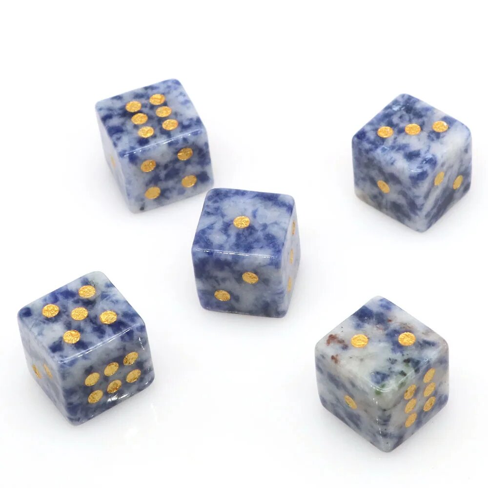Д6 кубики Jin Shi Yuan, Blue Spot Jasper, 16 мм