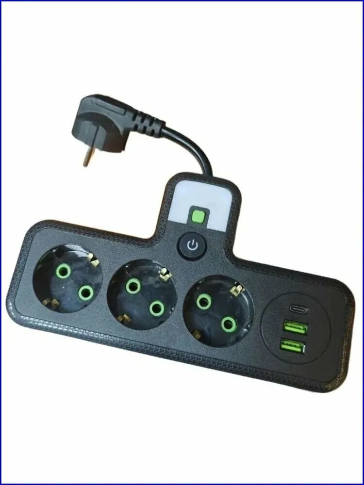 Разветвитель 3 розетки с ночником и USB, Type-C, Тройник для розетки, Розетка с выключателем