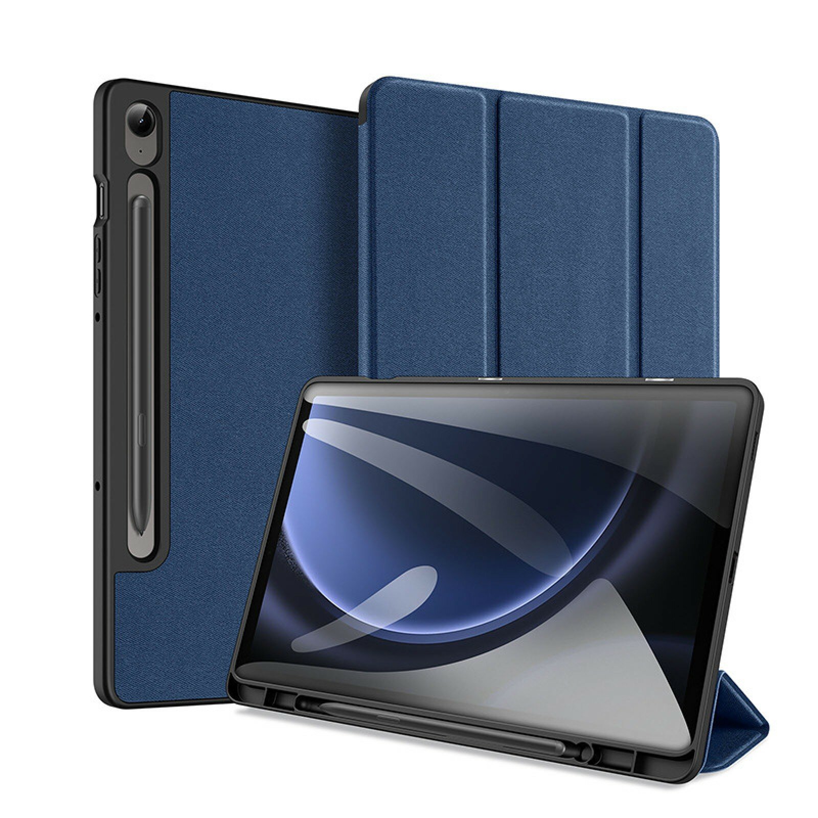 Чехол-обложка MyPads iL Sottile для Samsung Galaxy Tab S9 FE ультратонкий синий из кожи под ткань