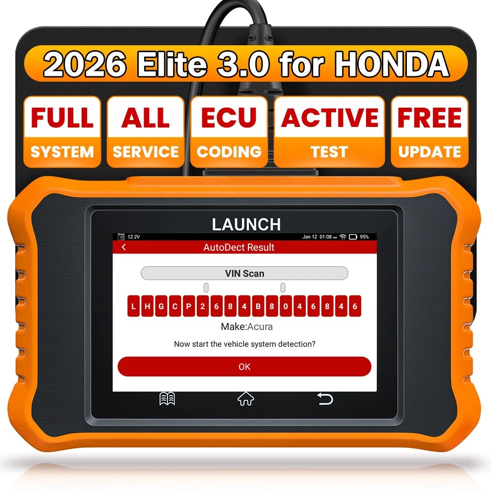 【для Honda/Acura】Диагностический сканер LAUNCH X431 ELITE V3.0 с двунаправленным управлением, полная диагностика систем, кодирование ЭБУ, бесплатные онлайн-обновления