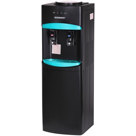 Кулер для воды Sonnen FSC-02W TURBO напольный, турбонагрев/охлаждение компрессорное, шкаф, 2 крана, черный, 456171