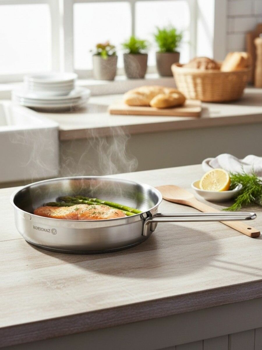 Сковорода из нержавеющей стали с ручкой, 26х6 см