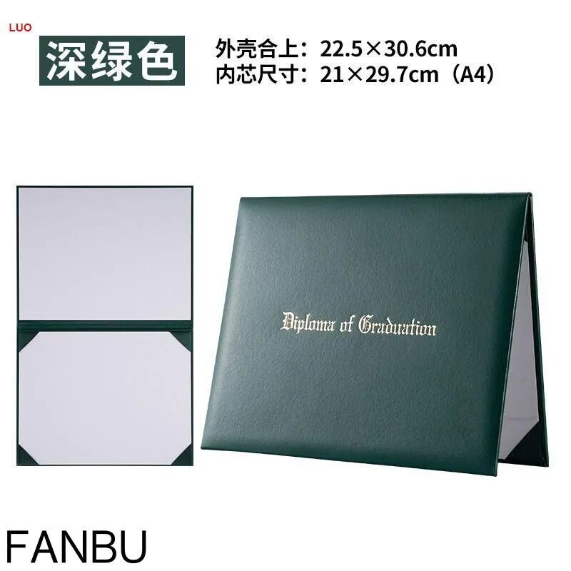 FANBU Папка для дипломов и сертификатов Dark Green Бланк сертификата А4 22.5x30.6см