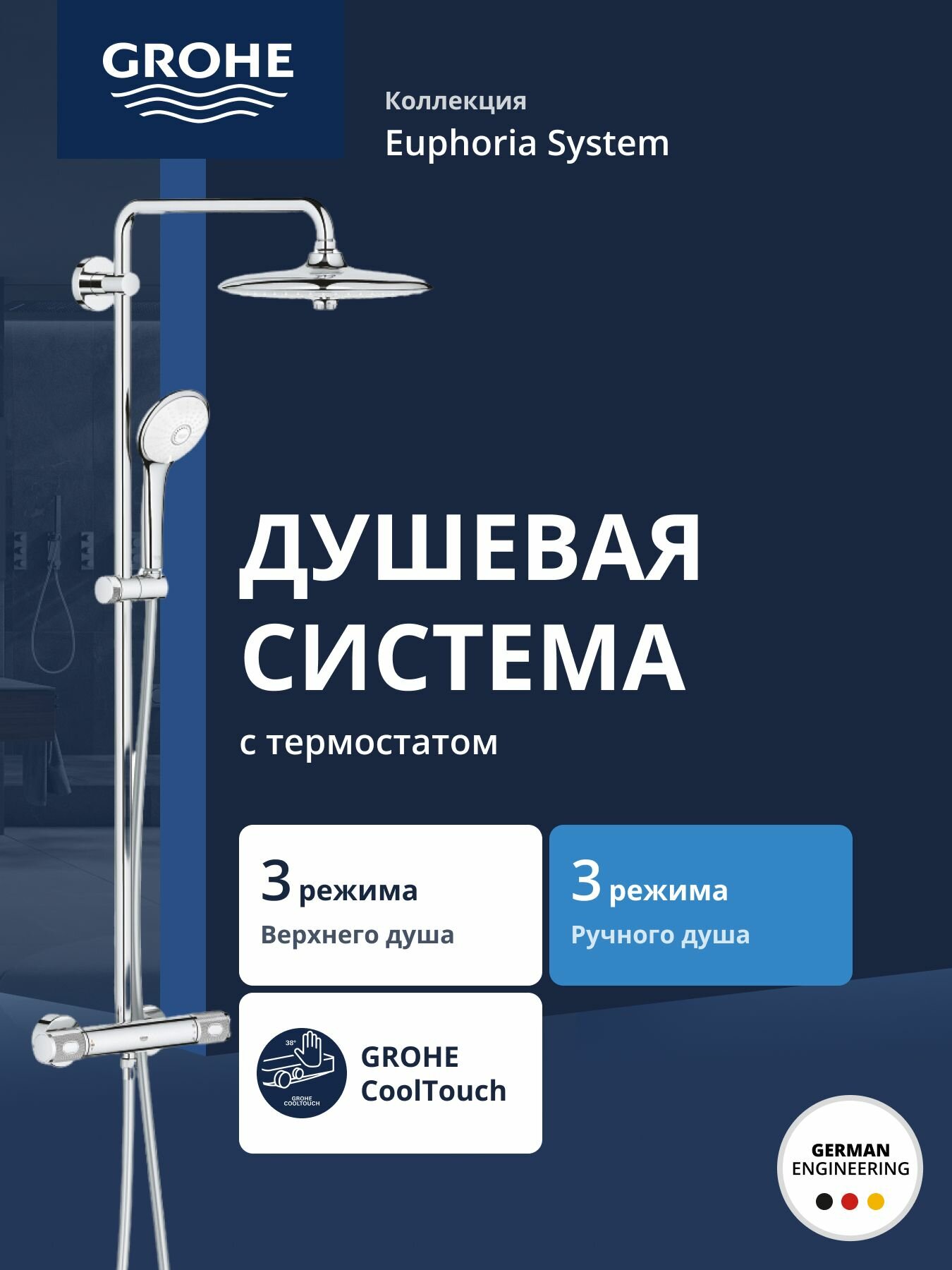 Душевая система GROHE Euphoria 260 с термостатом для душа, хром (27615002)