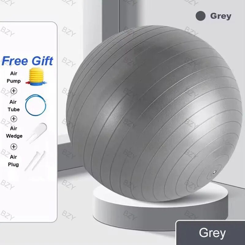 Фитбол для фитнеса 75 см серый взрывозащищенный мяч для йоги и упражнений в домашних условиях