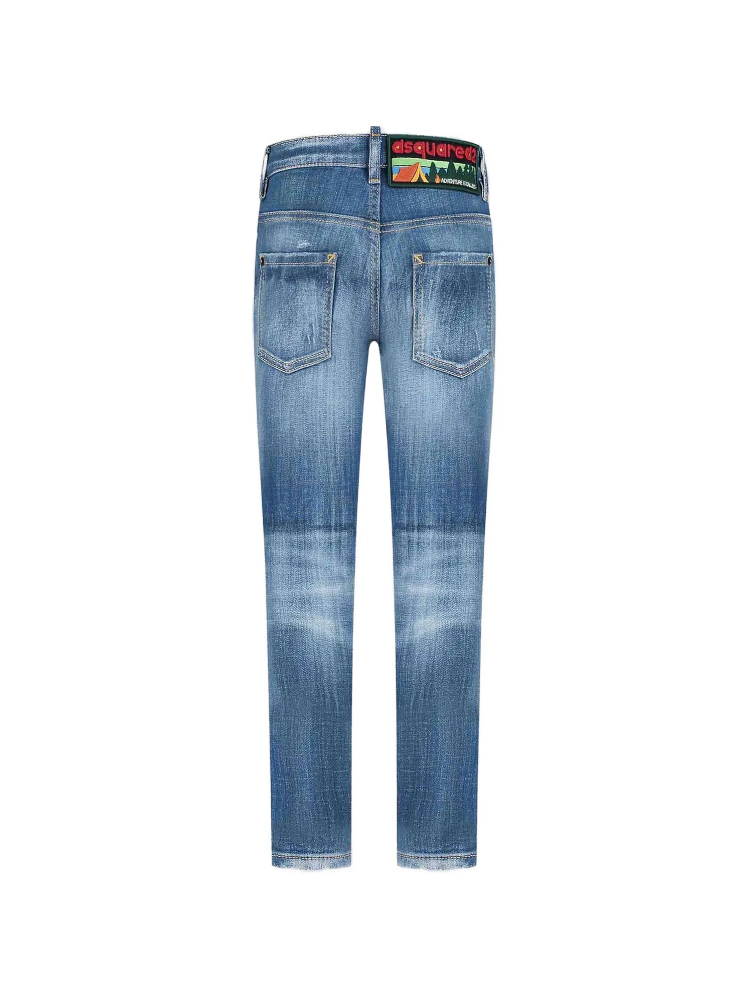 Джинсы DSQUARED2 Distressed patch denim jeans, размер 12 лет, синий — фото 1