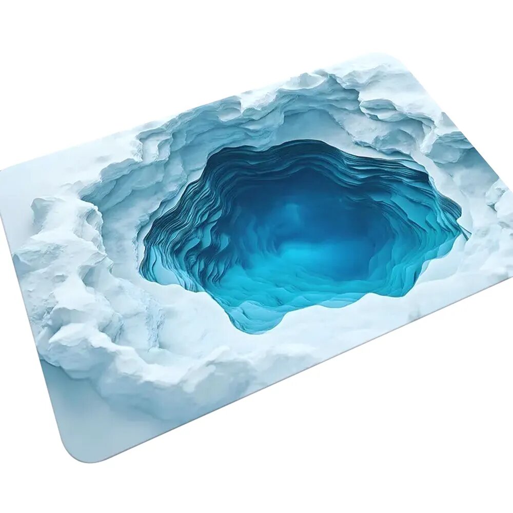 Коврик для ванной 60x90 см, абстрактный синий ПВХ, прямоугольный, для ванной комнаты