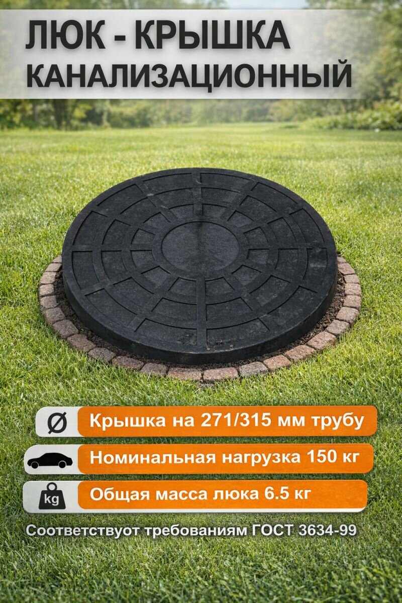 Люк/пробка Д 271мм/ф315 мм (черный)