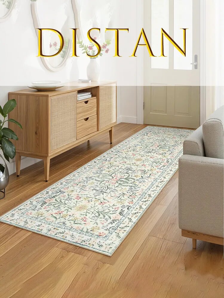 IKEA Ковер ПерсидскийМоющиеся коврики, Мягкий коврик для спальни с цветочным рисунком, нескользящий, Бежевый ковер в стиле Бохо с цветочным рисунком. x80 см