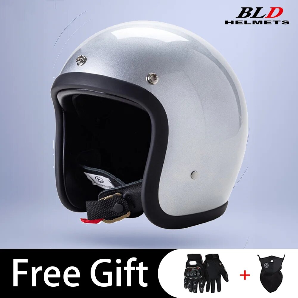 Ретро мотошлем BLD HELMETS, черный, XL